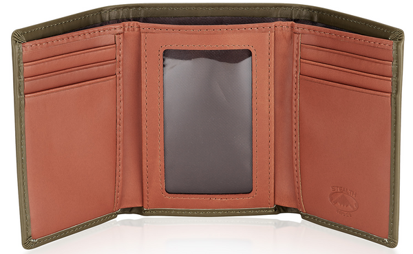 Camo Trifold Leather Wallet With RFID Blocking and ID Window - Stealth ...