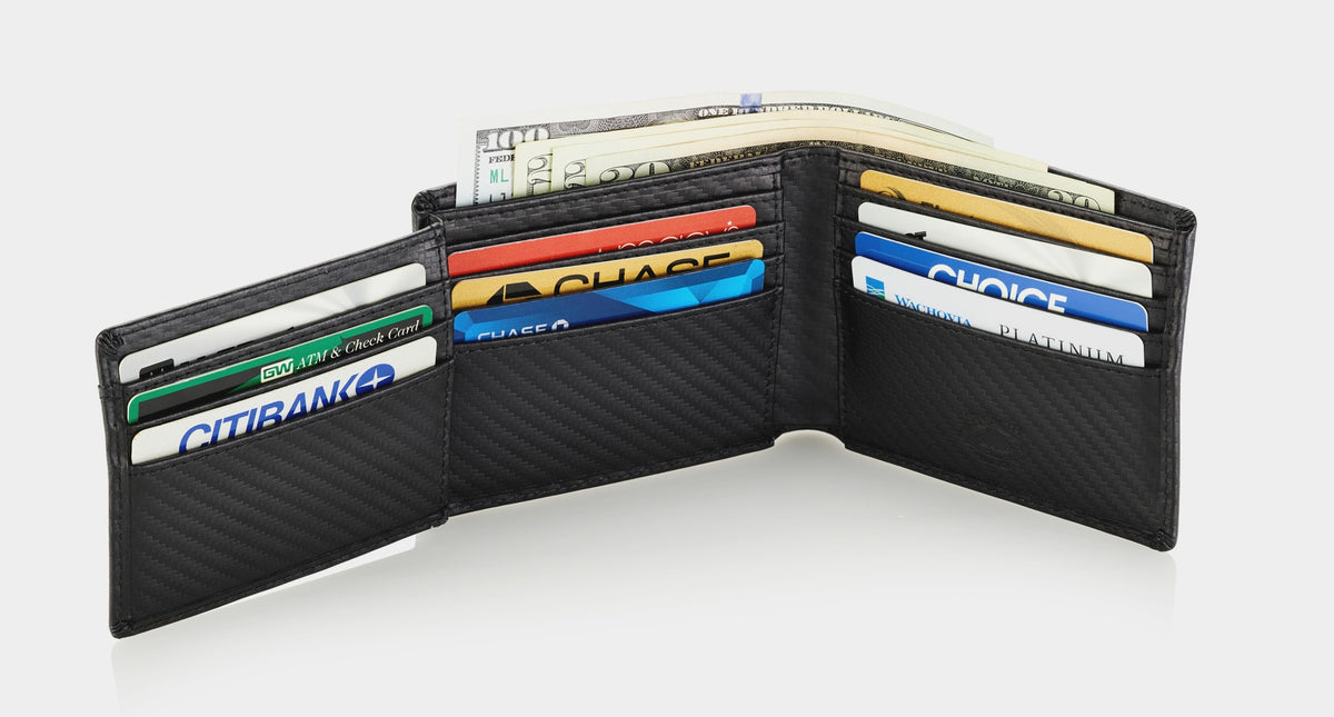 Carbon Fiber RFID Wallet With Flip Out ID Window and 12 Card Slots ...