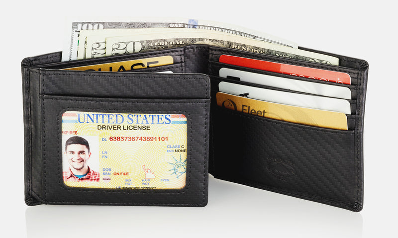 Carbon Fiber RFID Wallet With Flip Out ID Window and 12 Card Slots ...
