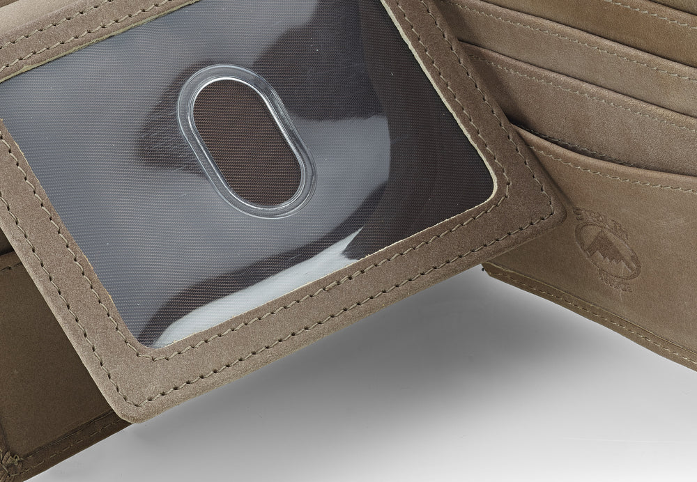 Taupe Bifold Wallet for Men With ID Window and RFID Blocking - Stealth ...